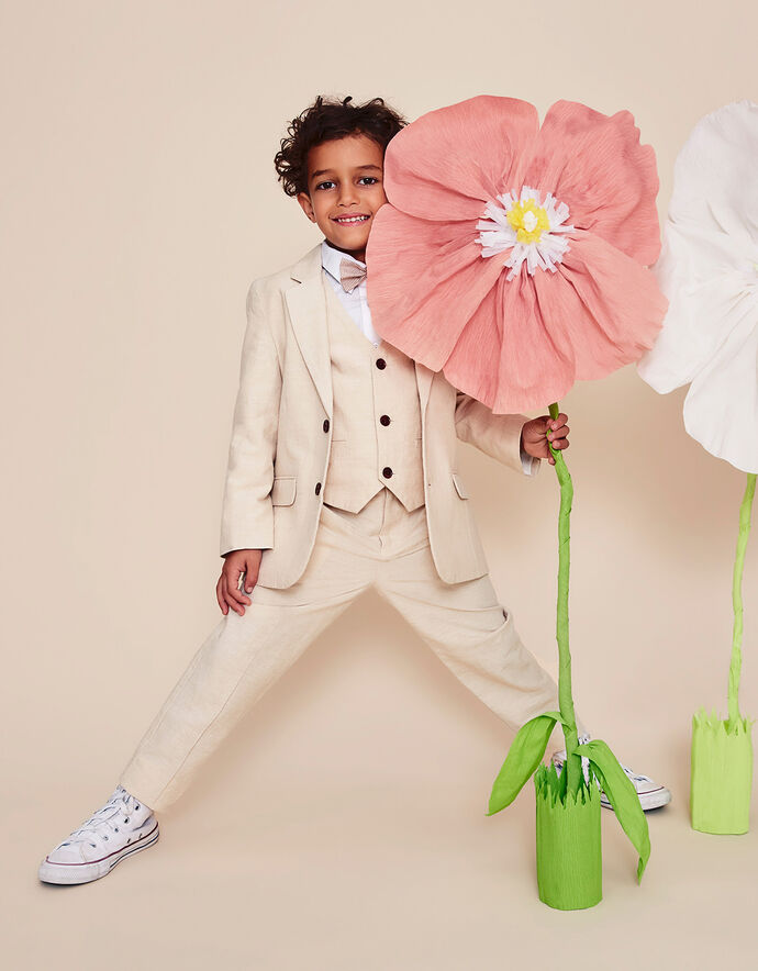 Four-Piece Smart Suit in Linen Blend Natural | Boys' Suits & Sets ...