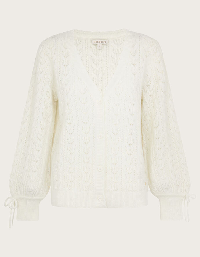 Supersoft Pointelle Cardigan with Recycled Polyester Ivory | Cardigans ...