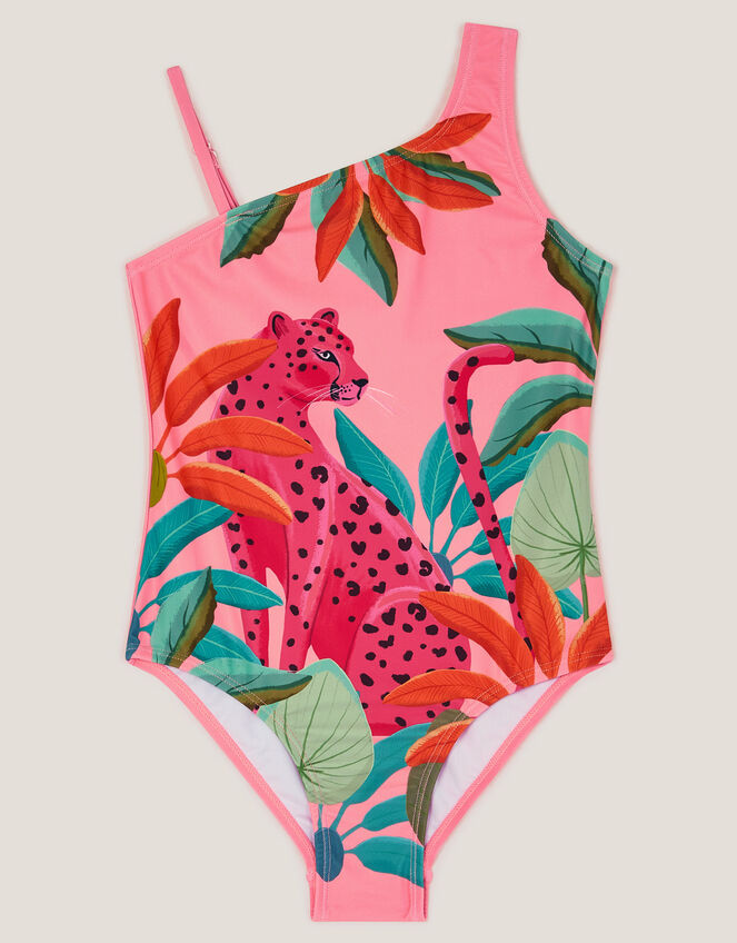 Leopard Print Asymmetrical Swimsuit Pink | Girls' Beach & Swimwear ...