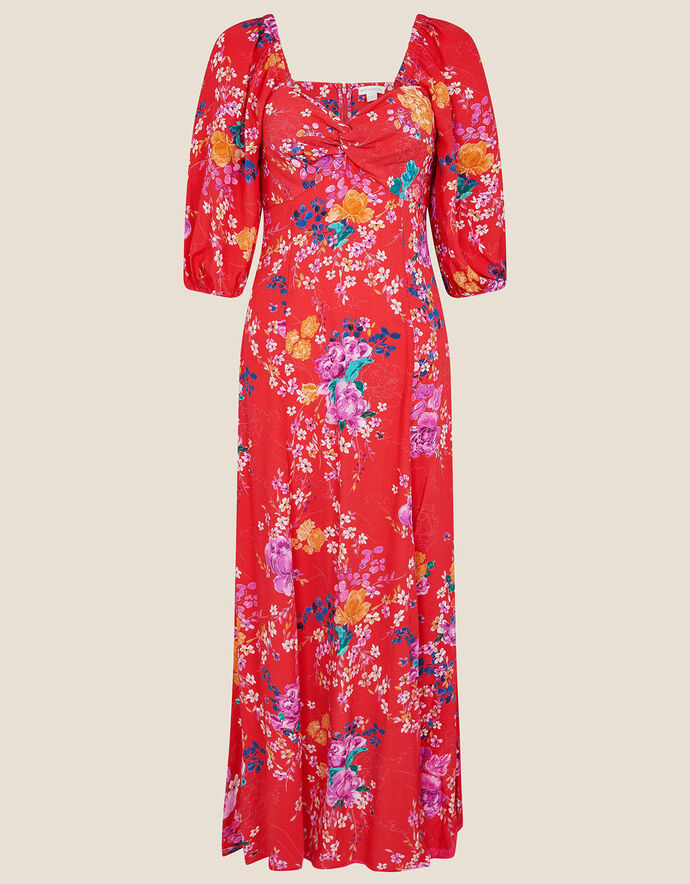 Omi Floral Print Midi Dress Red | Floral Prints | Monsoon UK.