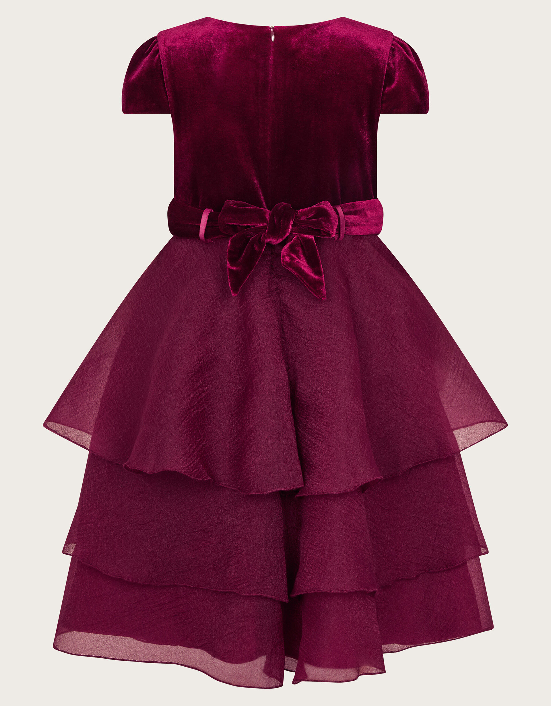 Mabel Embroidered Velvet Ruffle Dress Red | Girls' Dresses | Monsoon UK.