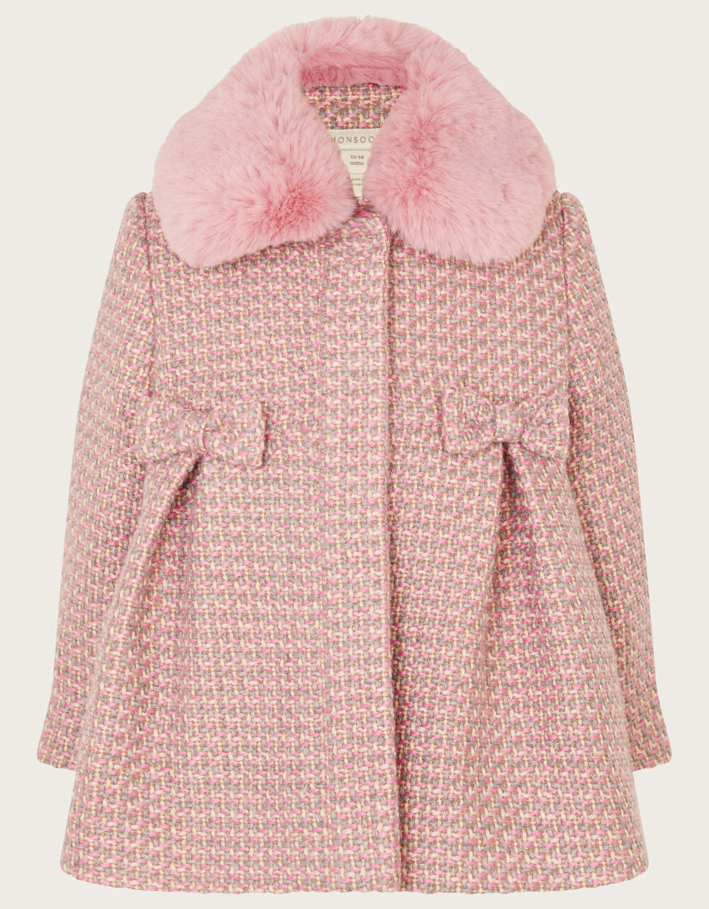 Baby Tweed Faux Fur Collar Coat Grey | Coats & Jackets | Monsoon UK.