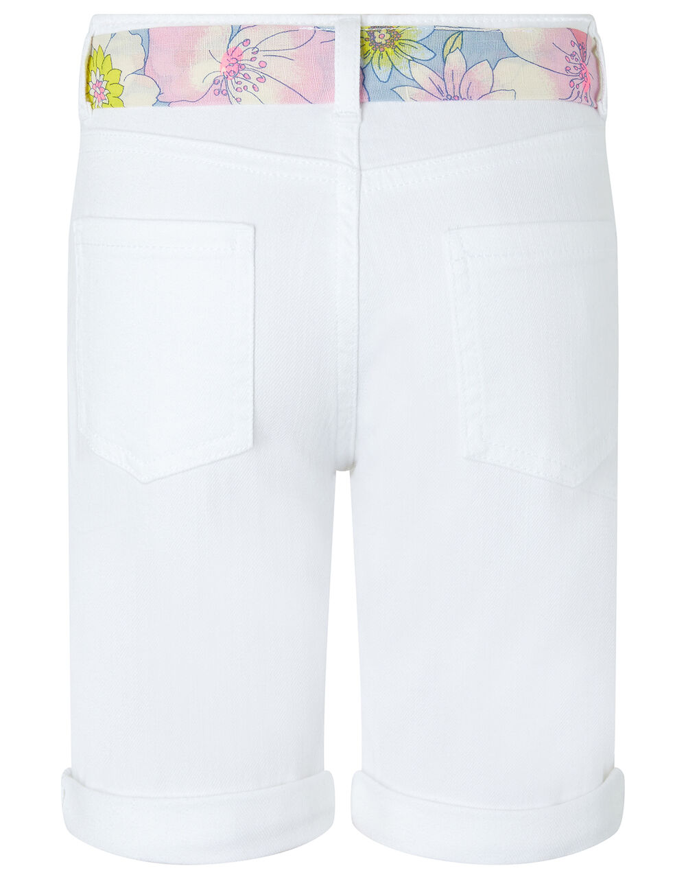 Dawn Denim Shorts with Floral Belt White