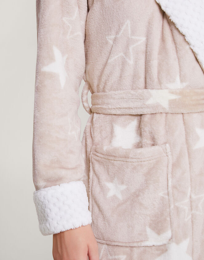 Star Print Dressing Gown Brown