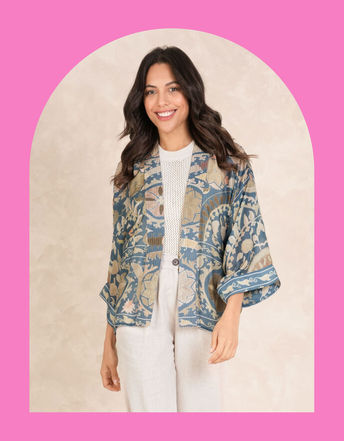One Hundred Stars Susani Print Kimono Jacket