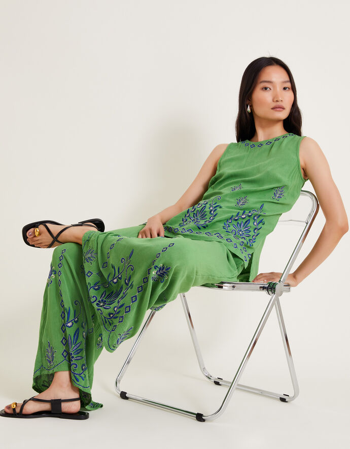 Saffron Embroidered Tank Top Green | Vests, Camisoles And Sleeveless ...