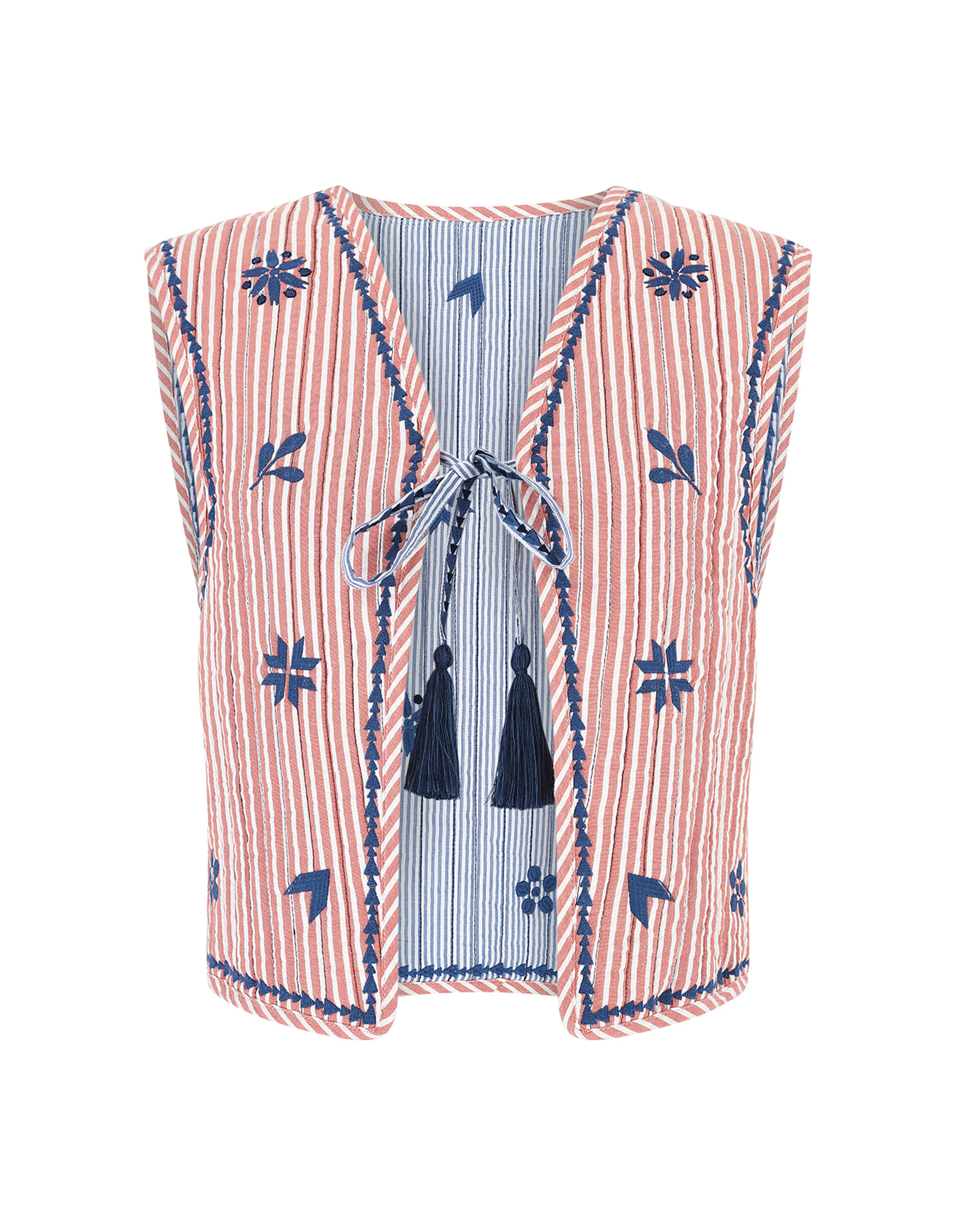 East Teleri Reversible Stripe Waistcoat Blue
