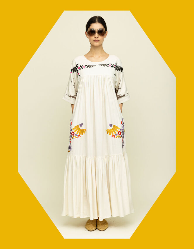 Tallulah & Hope Zoe Embroidered Maxi Dress Camel