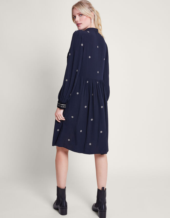 Payton Embroidered Bib Dress Blue