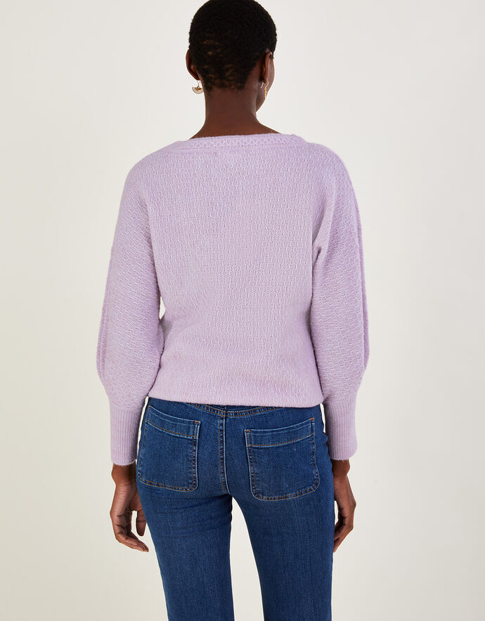 Supersoft Stitch Jumper with Recycled Polyester Purple | Knitwear ...