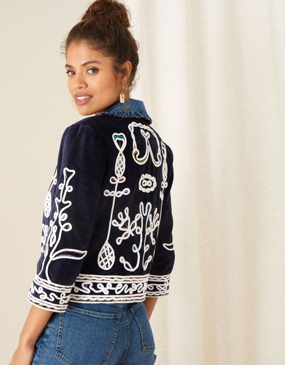 Embroidered Velvet Jacket | Women's Jackets | Monsoon UK.