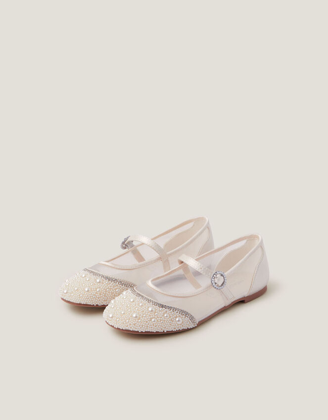Pearl Mesh Ballet Flats Ivory | Girls' Flat Shoes | Monsoon UK.