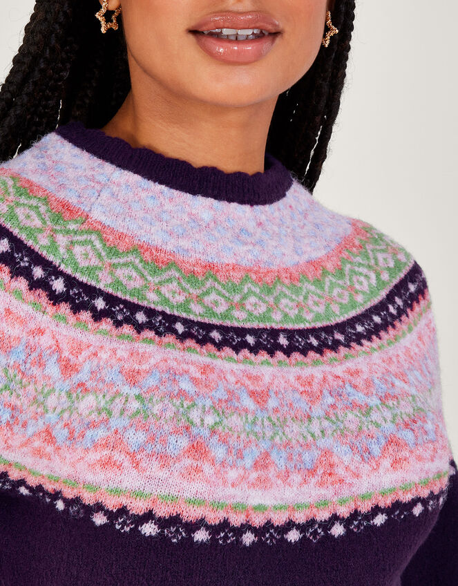 Fair Isle Dress Purple | Day Dresses | Monsoon UK.