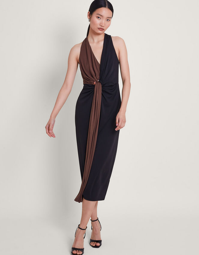 Tia Two-Tone Dress Brown | Midi Dresses | Monsoon UK.