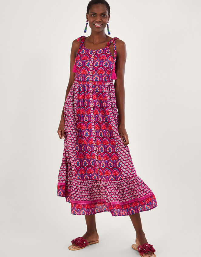 Octavia Fan Print Dress Pink