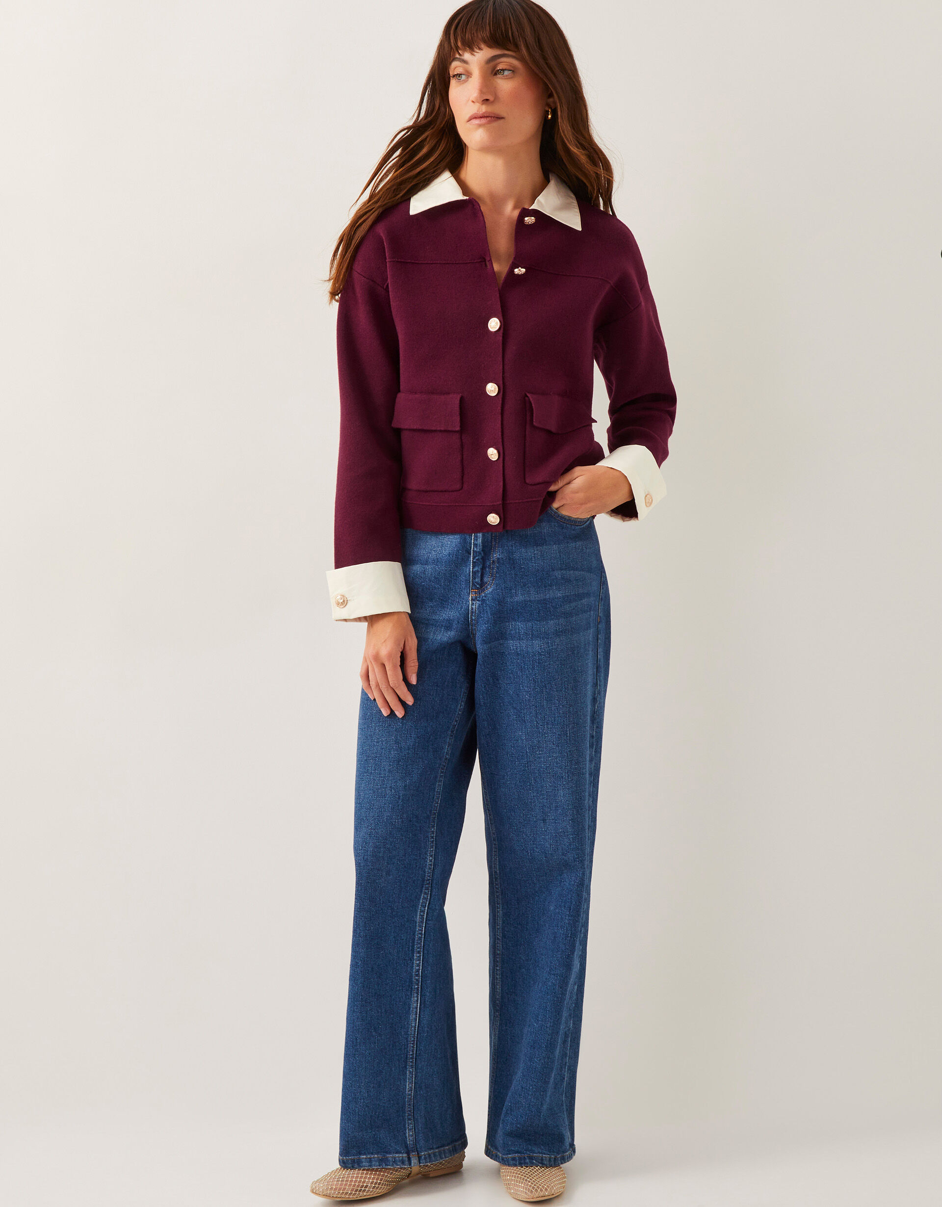 Nyla Knit Shirt Cardigan Red