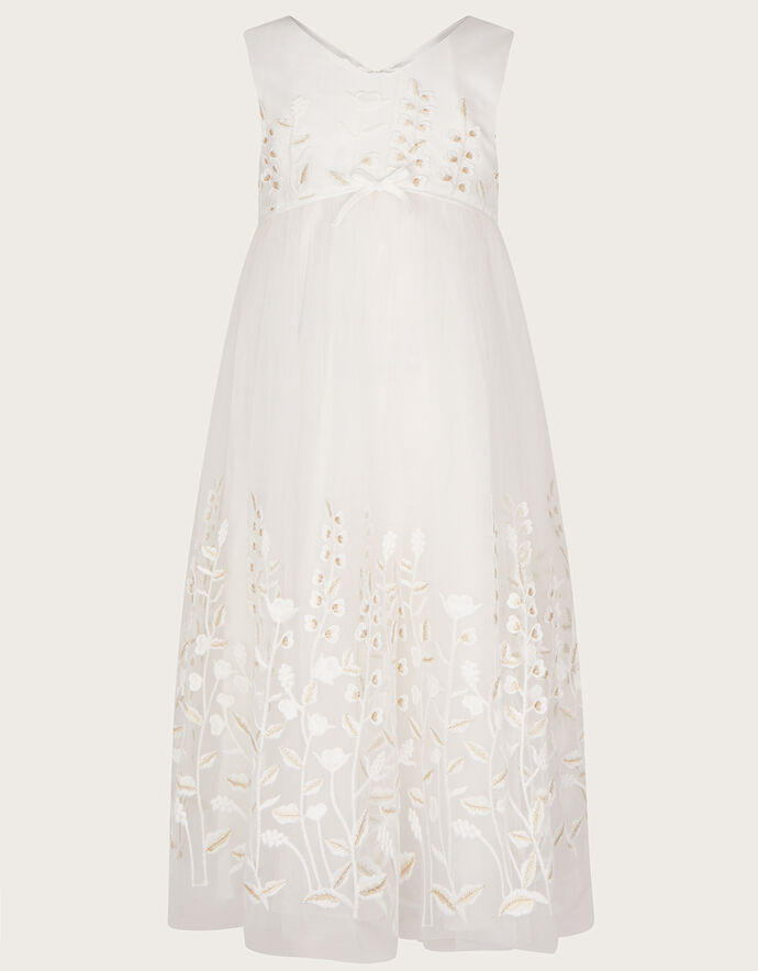 Lilly Embroidered Meadow Maxi Dress Ivory