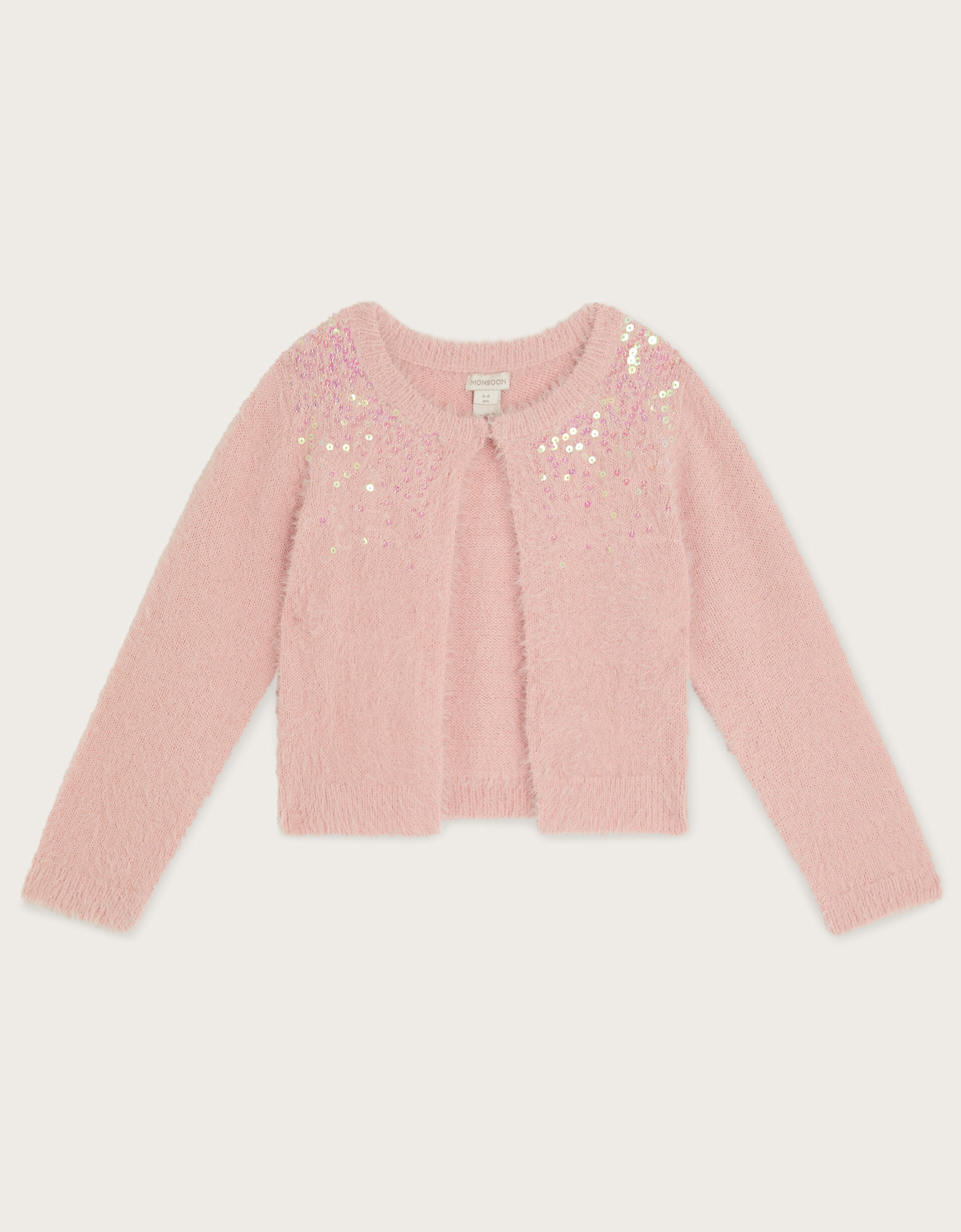 Sequin Fluffy Knit Cardigan Pink | Girls' Cardigans | Monsoon UK.