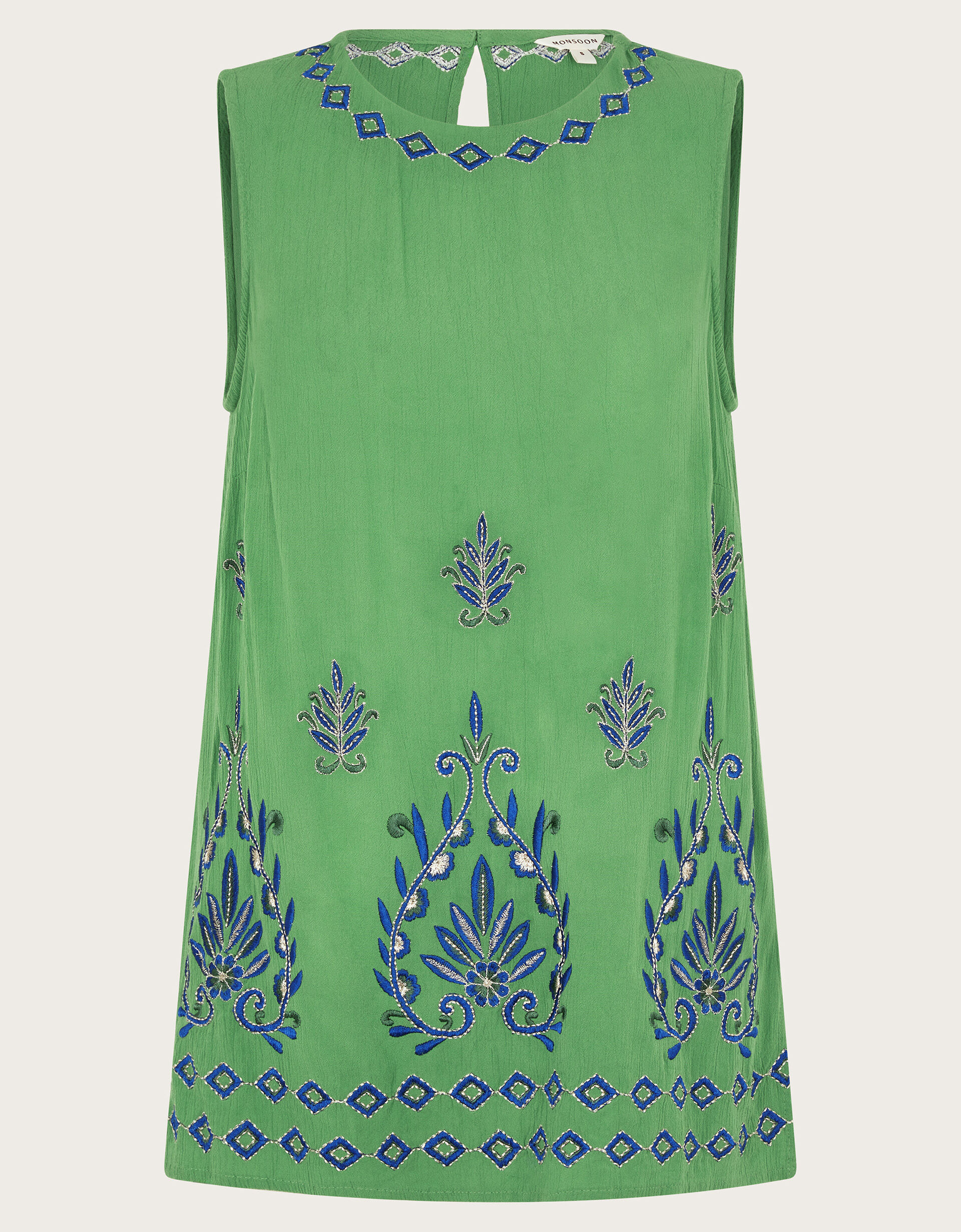 Saffron Embroidered Tank Top Green | Vests, Camisoles And Sleeveless ...