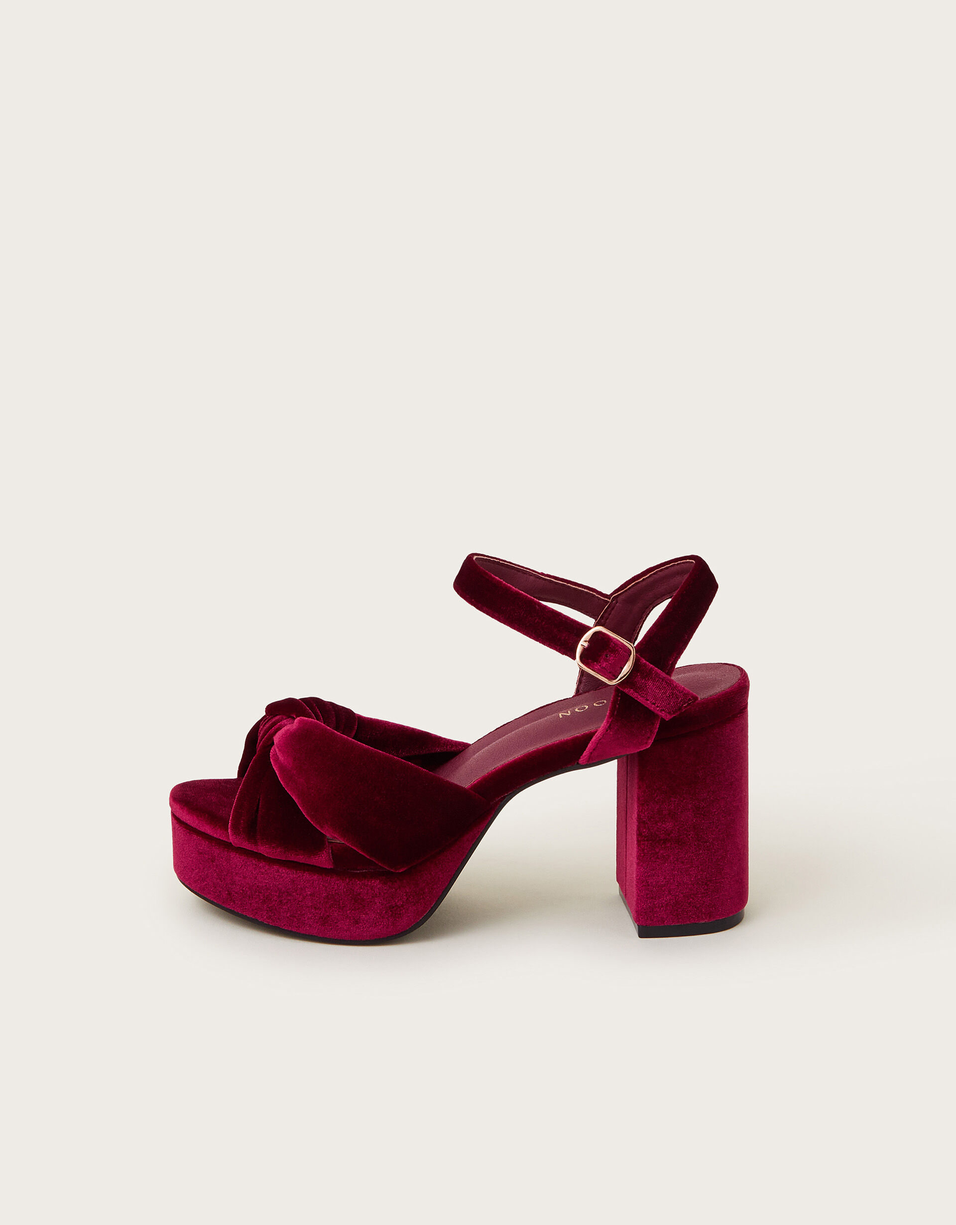 Nola Velvet Platform Heels Red