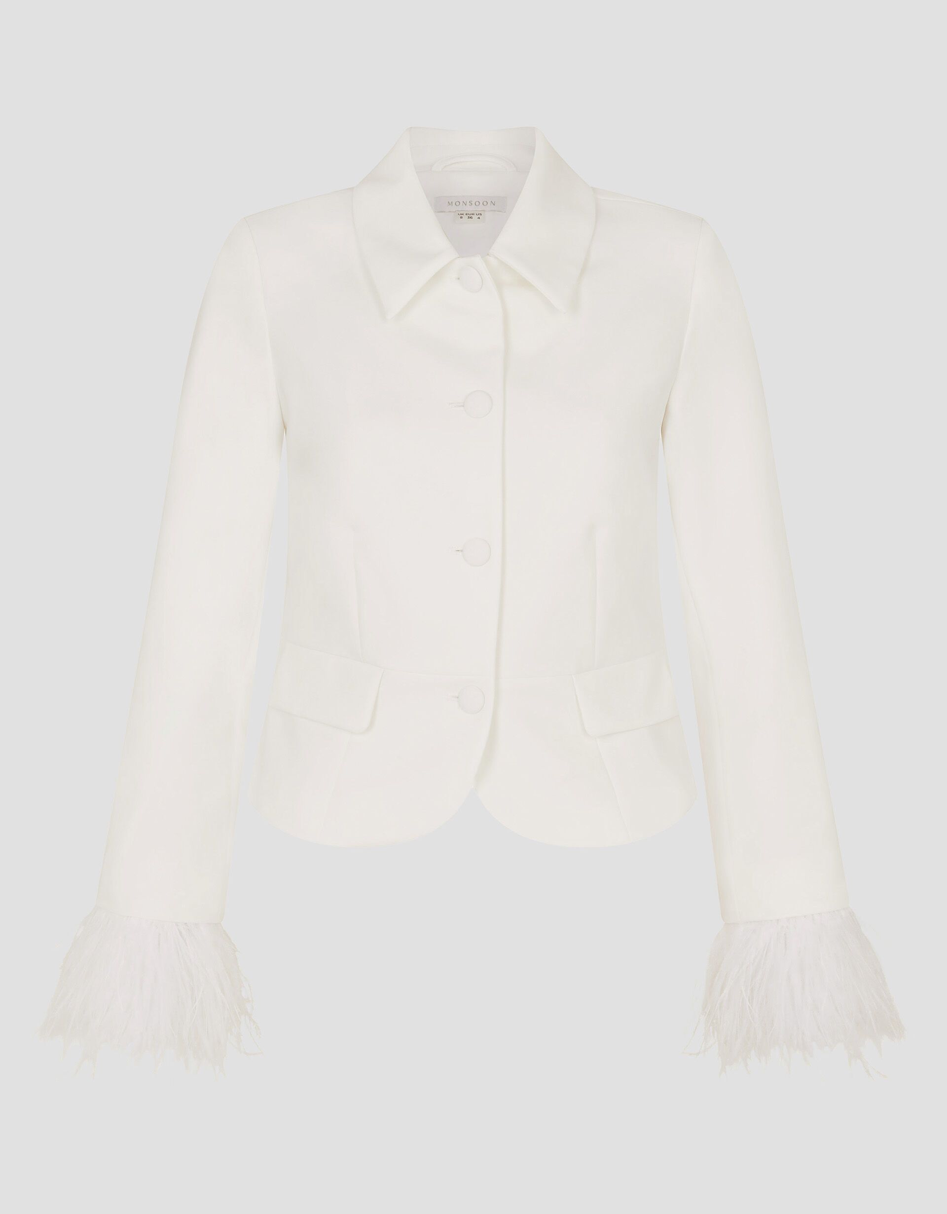 Luisa Feather Cuff Wedding Jacket Ivory | Women's Jackets | Monsoon UK.