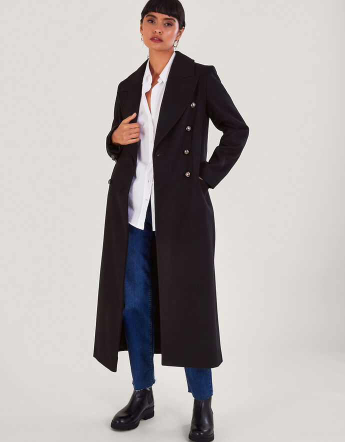 Daria Double-Breasted Coat Black | Women's Coats | Monsoon UK.
