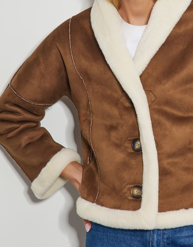 Jojo Reversible Faux Shearling Jacket Tan | Women's Jackets | Monsoon UK.