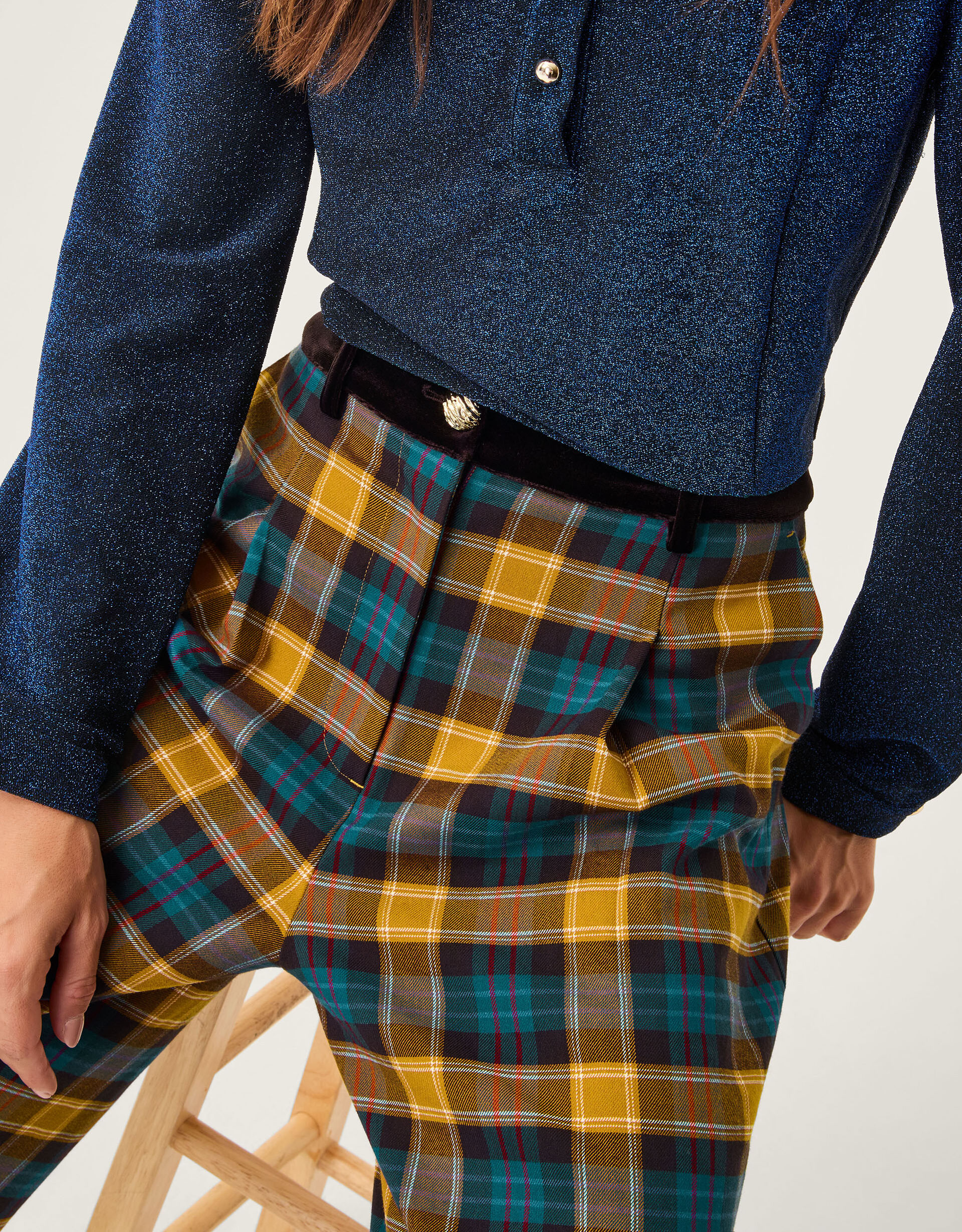 Monsoon x Sarah Corbett-Winder Tartan Suit Trousers Yellow | Trousers ...