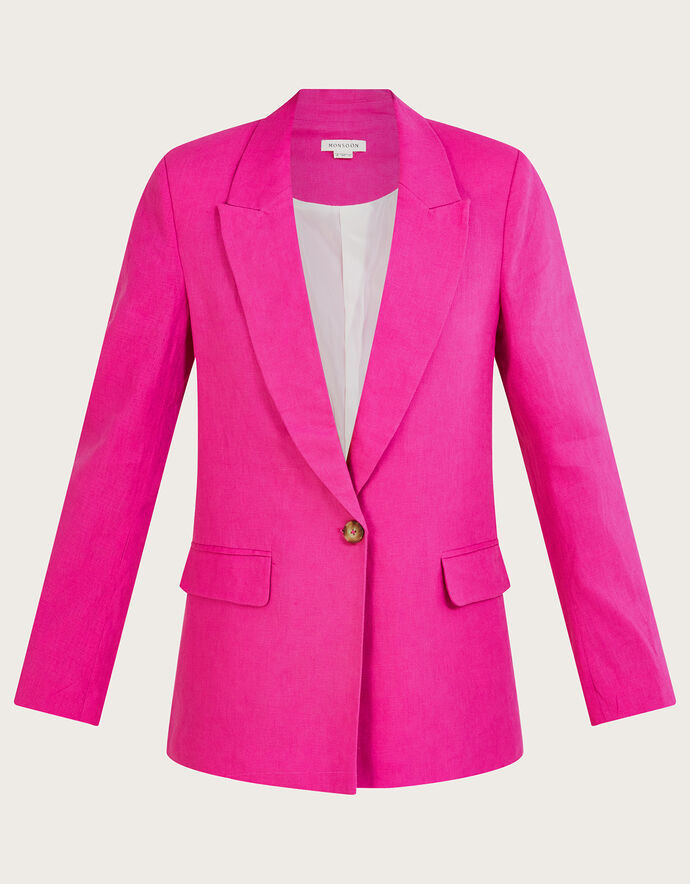 Stella Jacket in Linen Blend Pink | Women's Jackets | Monsoon UK.