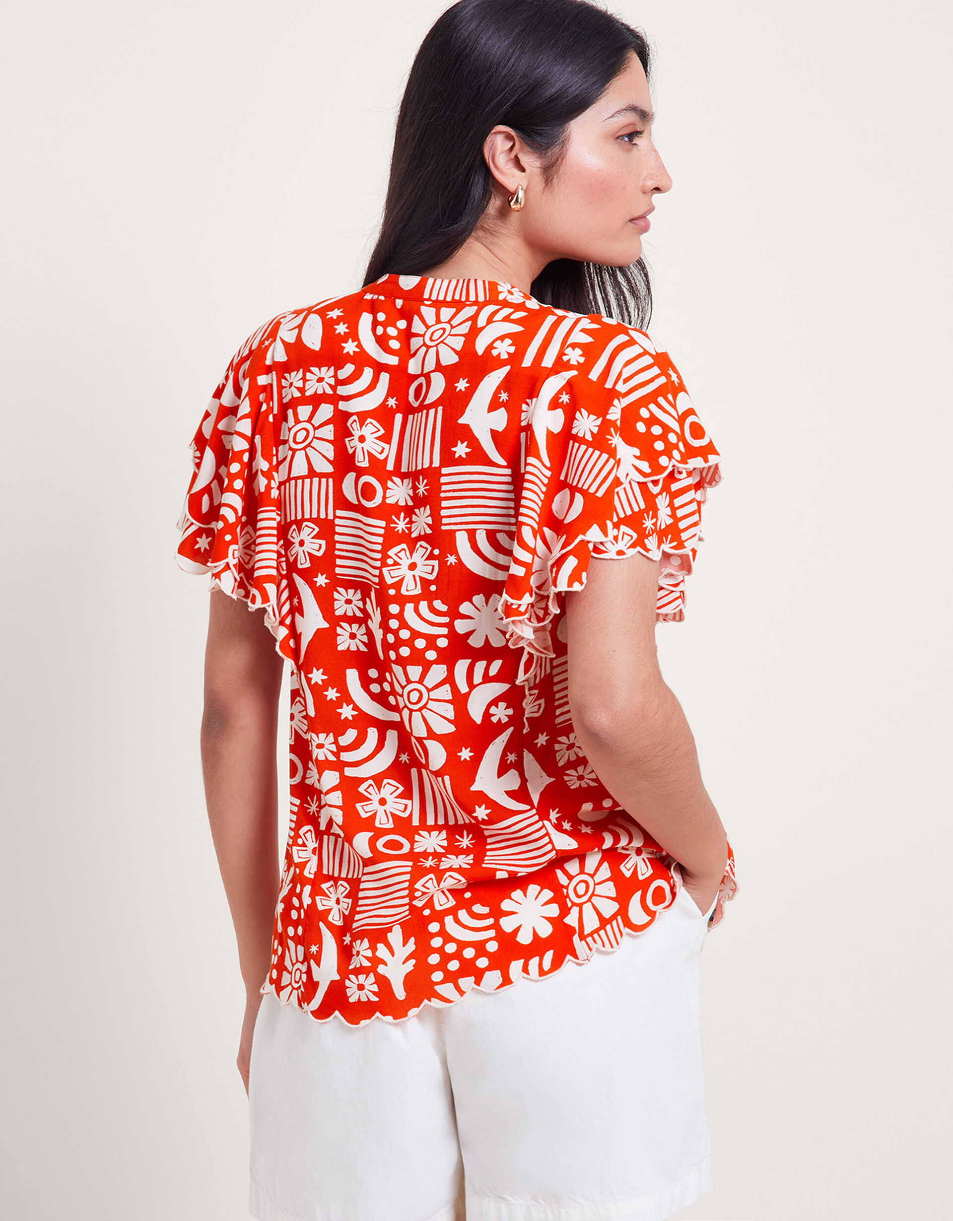 Dario Print Pleat Top Red | Tops & T-shirts | Monsoon UK.