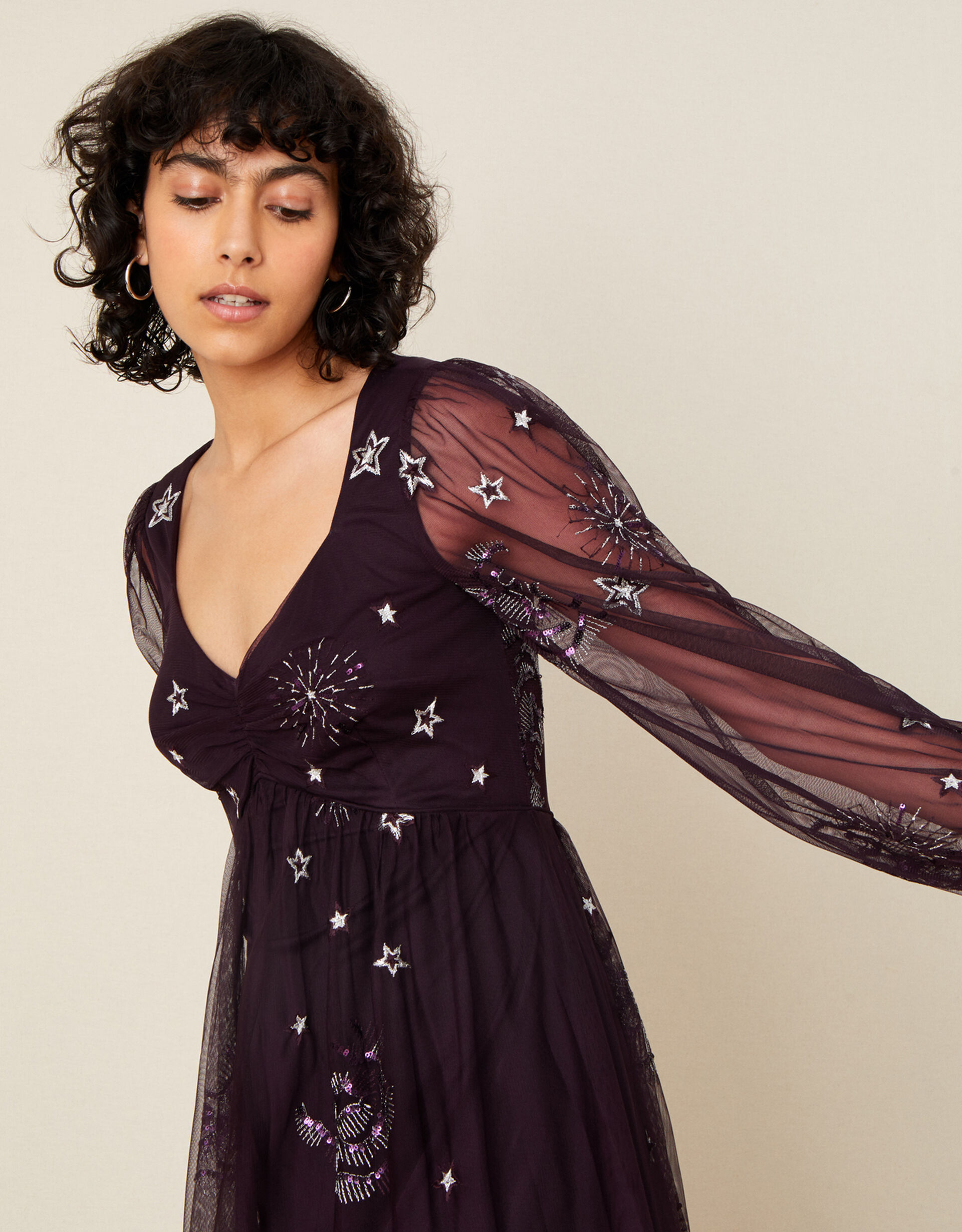 Tia Star Embellished Dress Purple | Monsoon UK Navigation Catalog ...