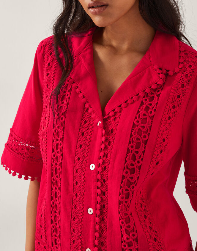 Irina Short Sleeve Lace Shirt Red | Tops & T-shirts | Monsoon UK.