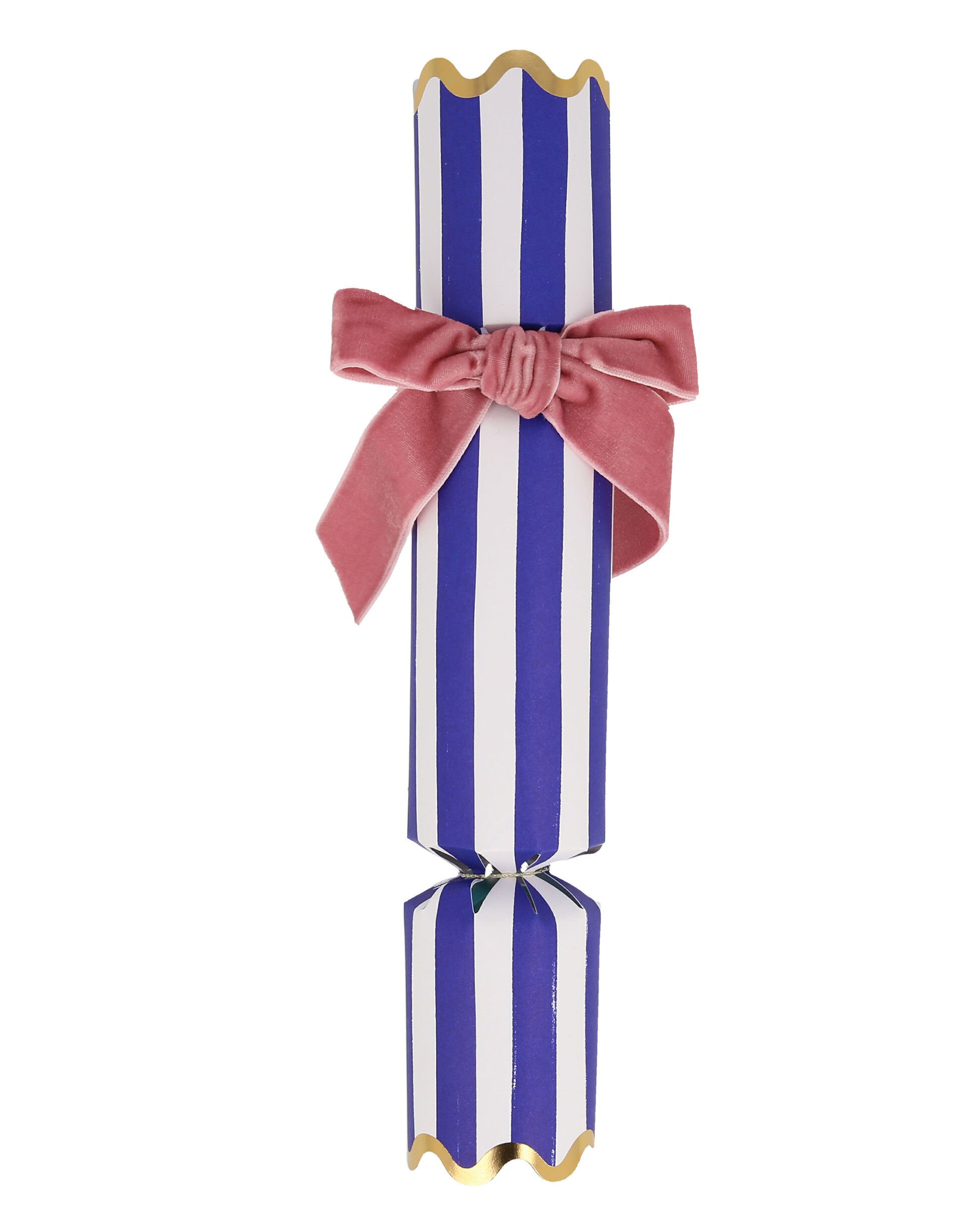 Meri Meri 6-Pack Stripe Velvet Bow Christmas Crackers