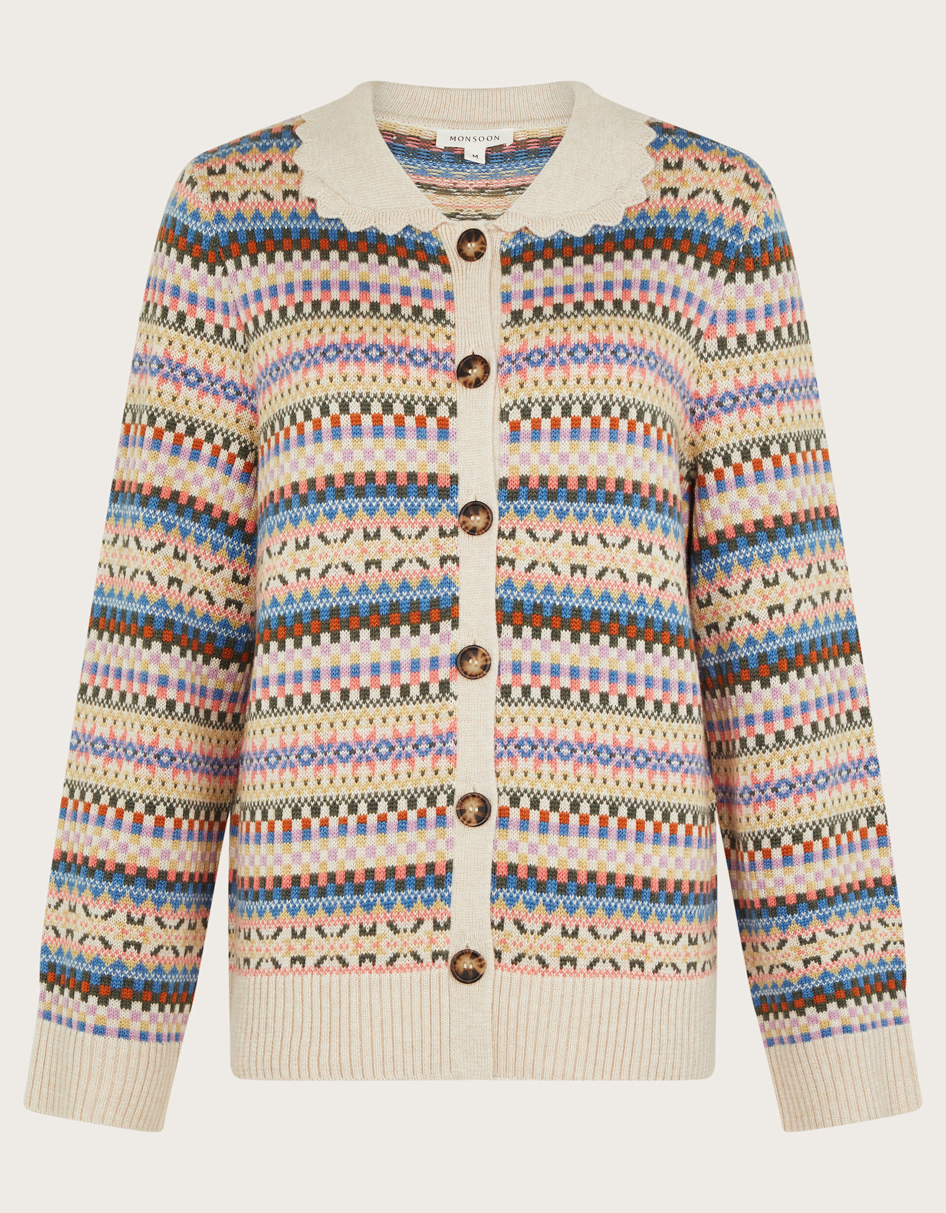 Fawn Fair Isle Collar Cardigan Natural | Cardigans | Monsoon UK.