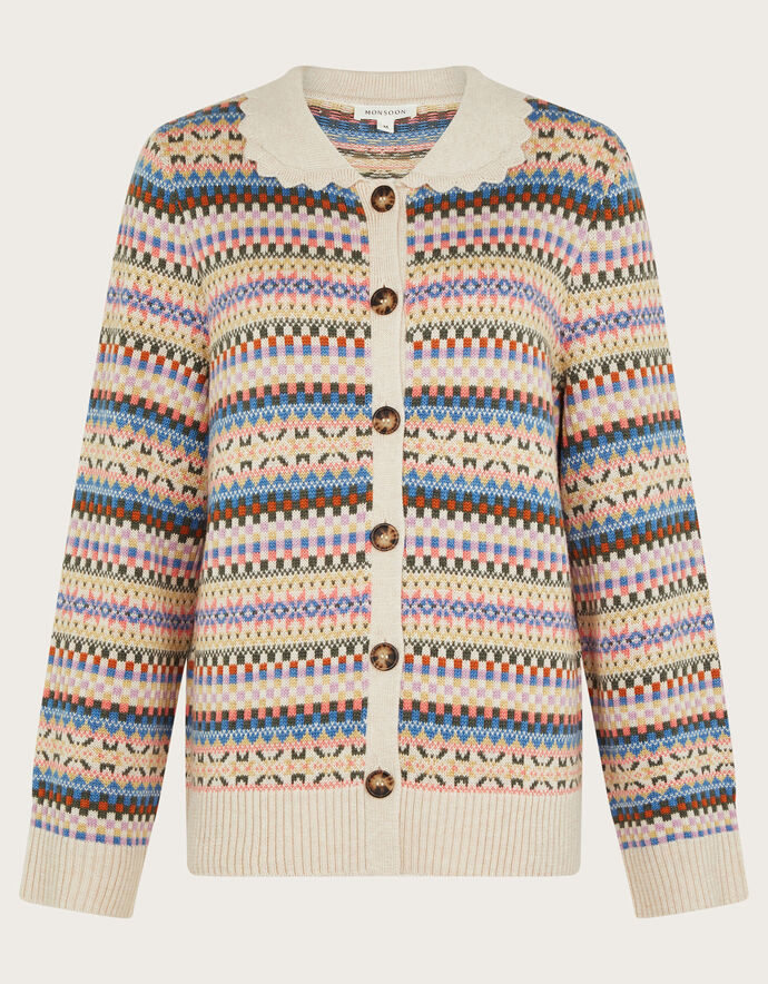 Fawn Fair Isle Collar Cardigan Natural | Cardigans | Monsoon UK.