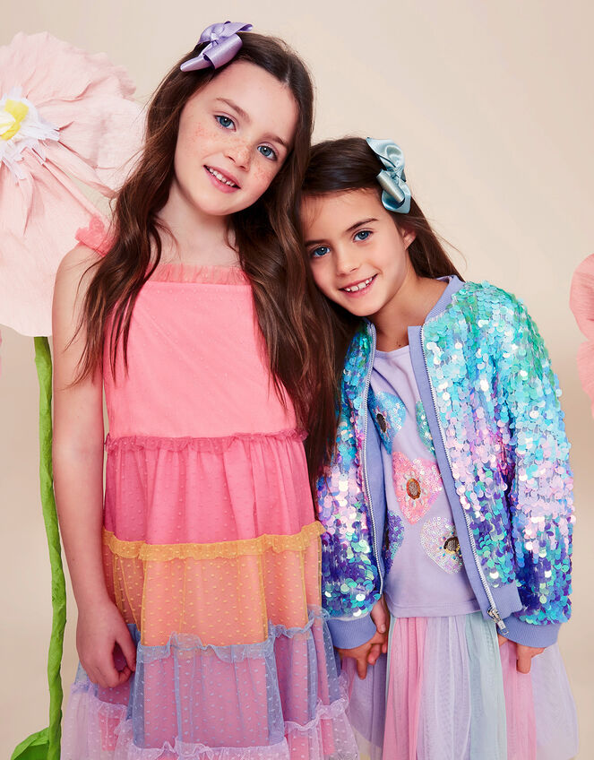 Sequin Ombre Bomber Jacket Purple | Girls' Coats & Jackets | Monsoon UK.