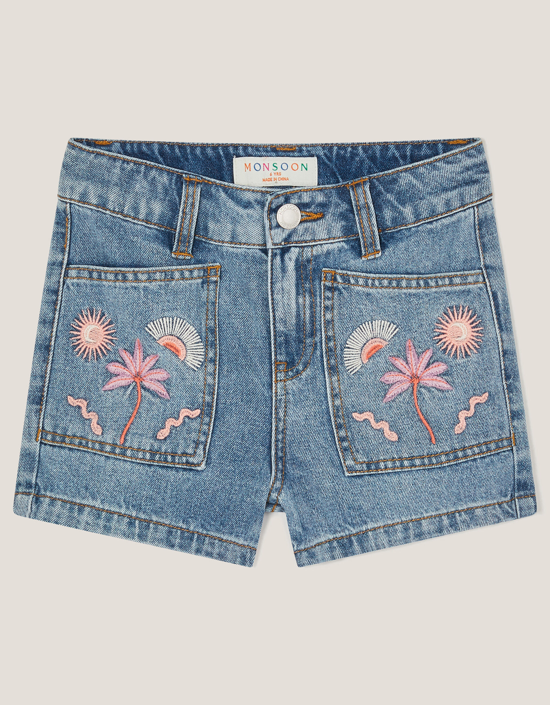 Embroidered Denim Shorts Blue | Girls' Sets & Outfits | Monsoon UK.