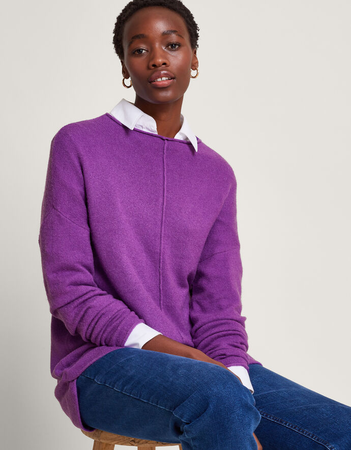 Aria Longline Jumper Purple | Knitwear | Monsoon UK.
