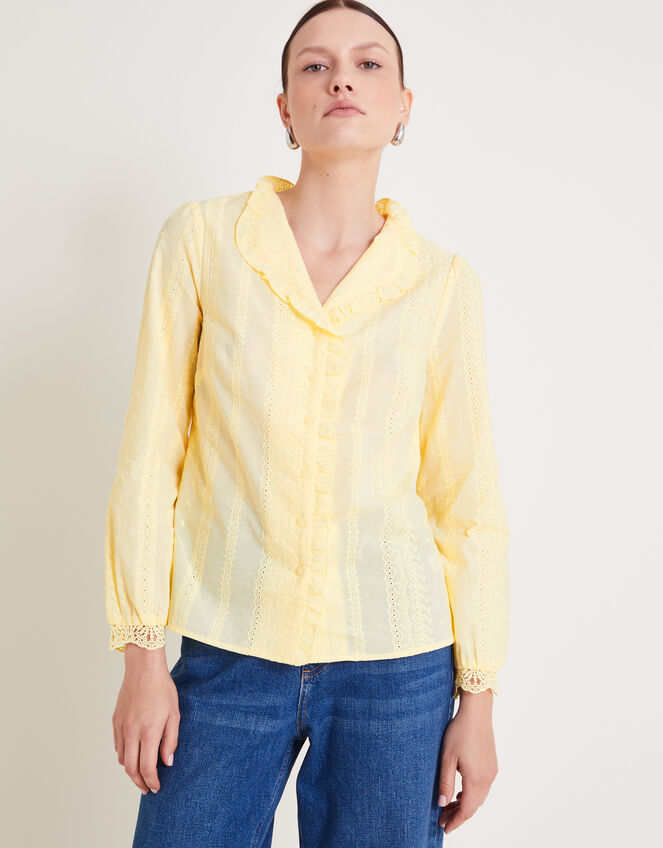 Cora Embroidered Shirt Yellow | Tops & T-shirts | Monsoon UK.