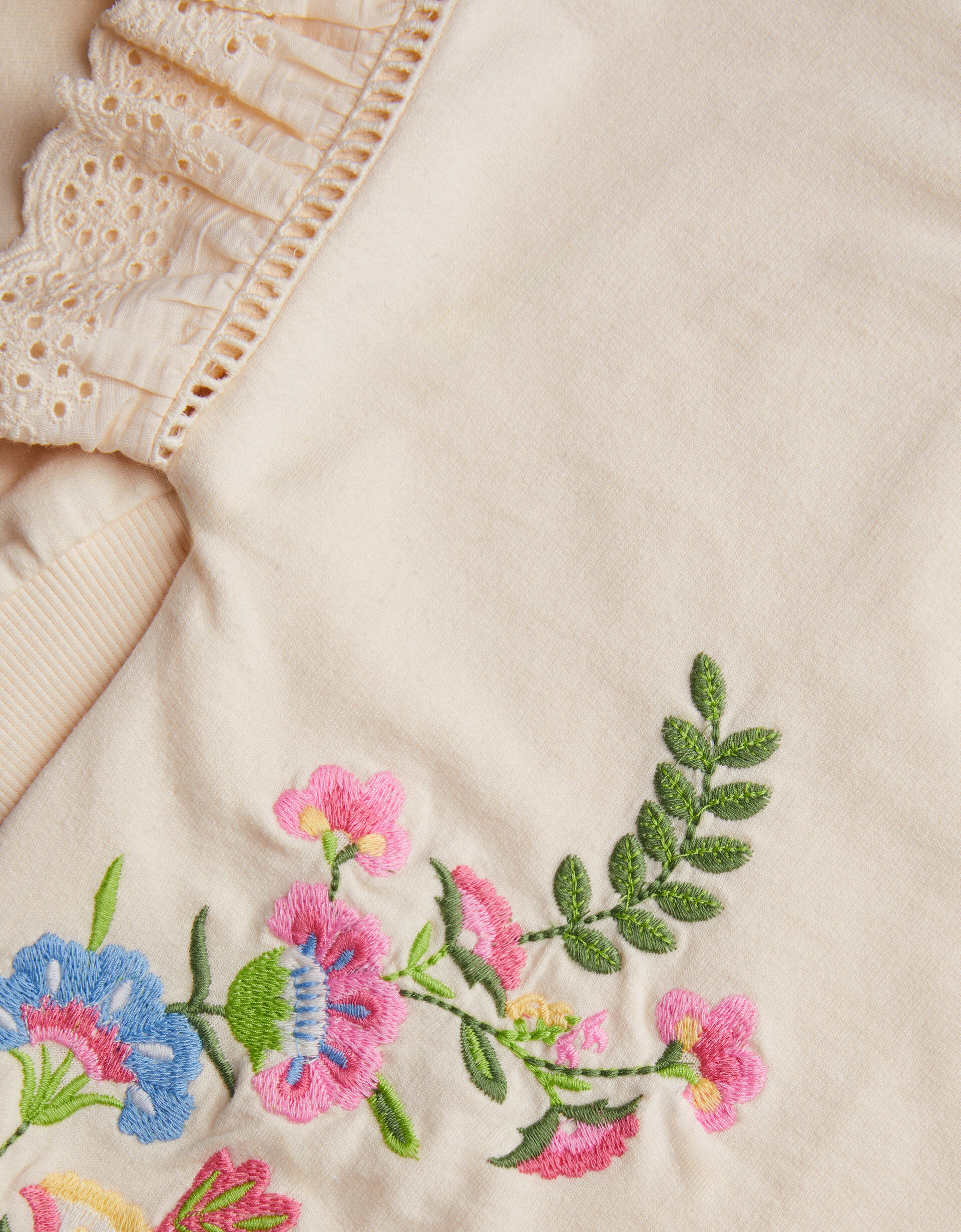 Floral Embroidered Ruffle Jumper Ivory | Girls' Cardigans | Monsoon UK.