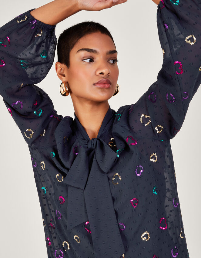 Hope Heart Sequin Dress Blue