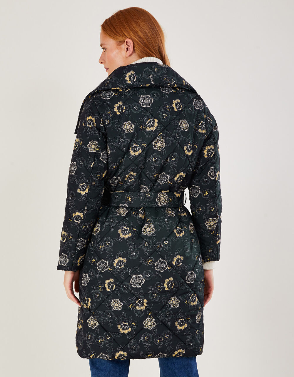 Piper Printed Padded Shawl Coat Black | Coats & Jackets | Monsoon UK.