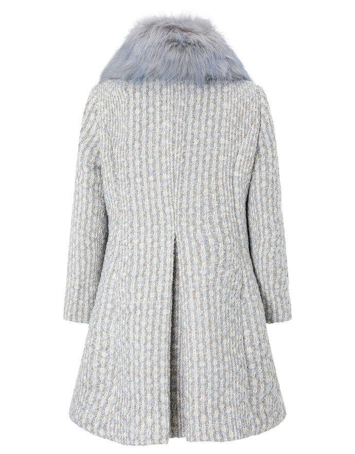 Sparkle Tweed Skirted Coat Blue