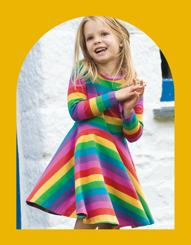 Frugi Rainbow Stripe Skater Dress Multi