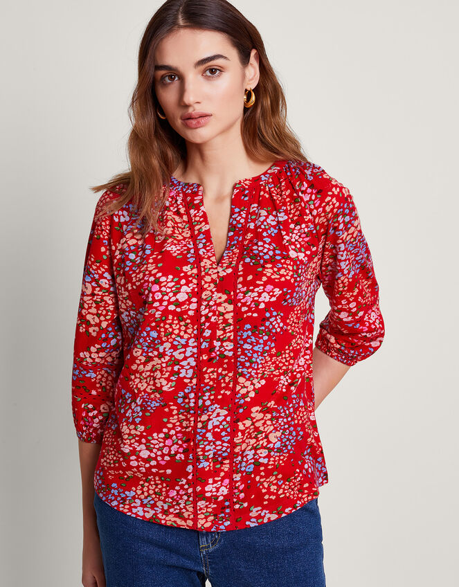 Micola Print Top Red | Blouses & Shirts | Monsoon UK.