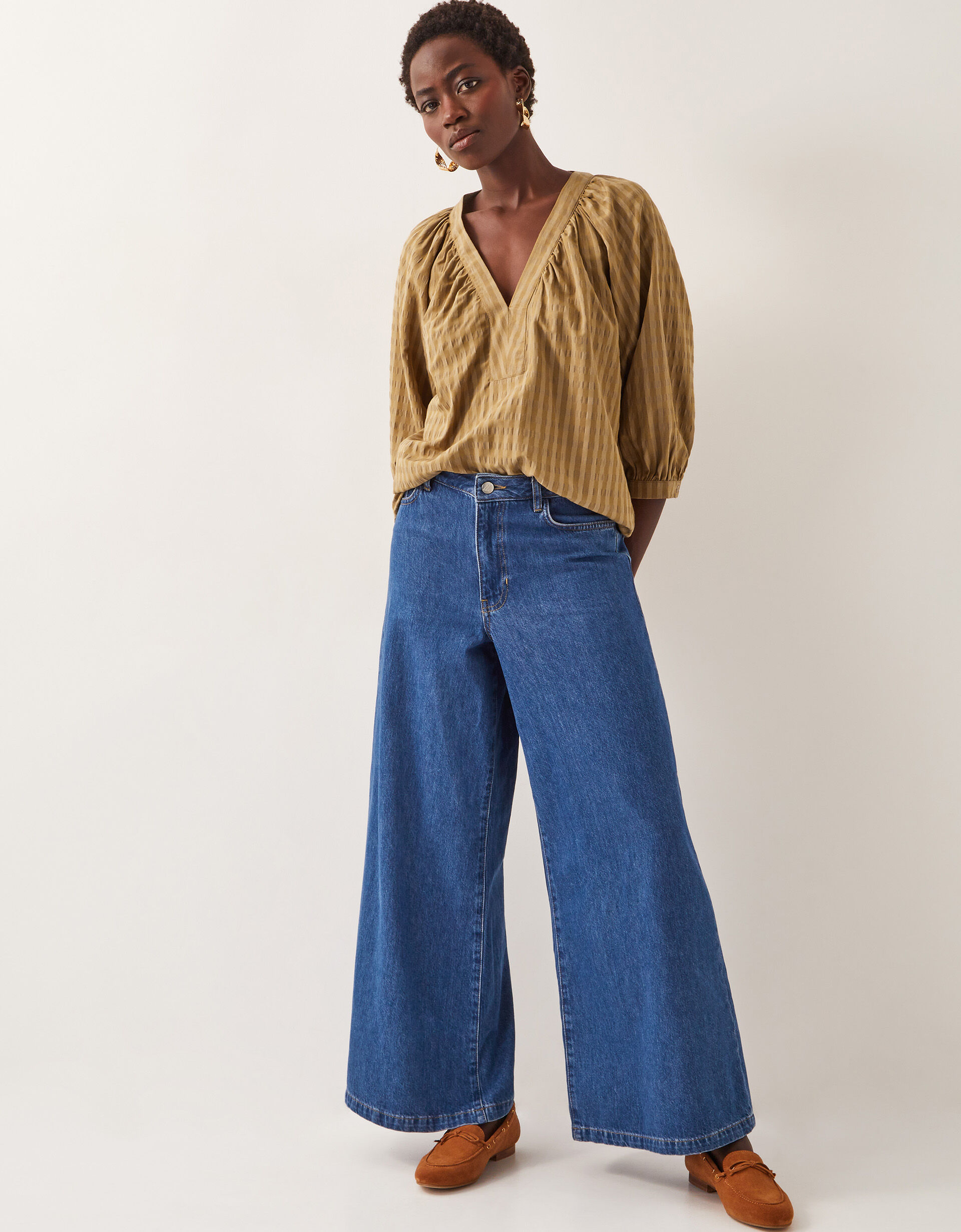 Suzi 3/4 Sleeve Check Top | Tops & T-shirts | Monsoon UK.