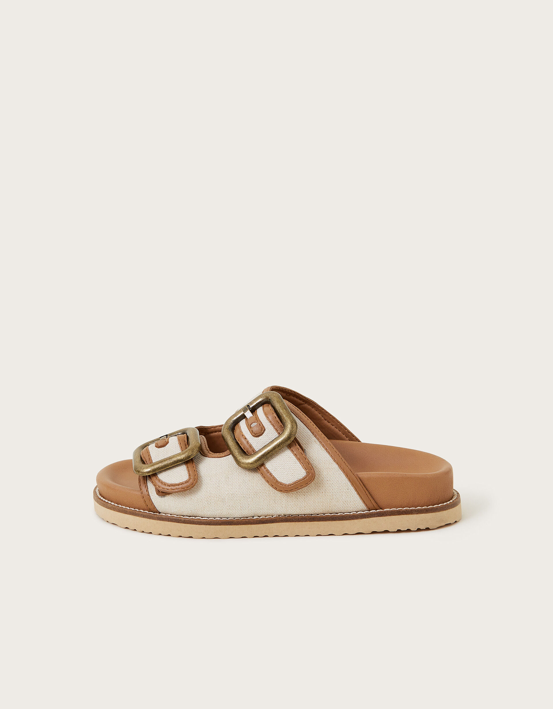 Wendy Double Strap Buckle Sandals Natural