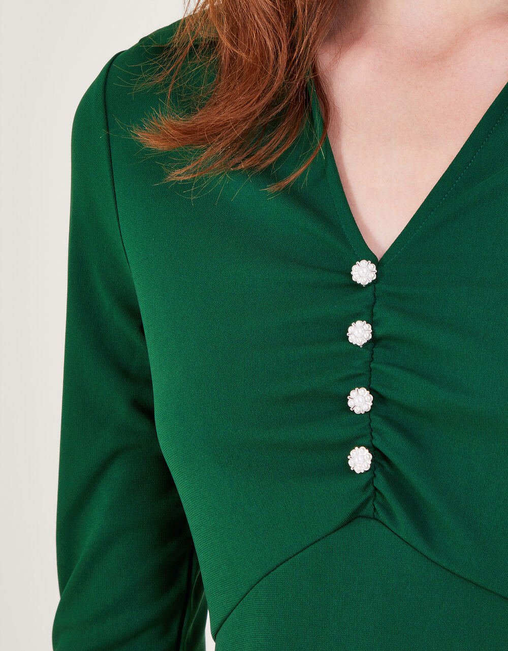 Collared Jersey Dress Green | Midi Dresses | Monsoon UK.