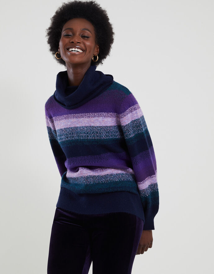 Ombre Stripe Jumper with Recycled Polyester Purple | Jumpers | Monsoon UK.