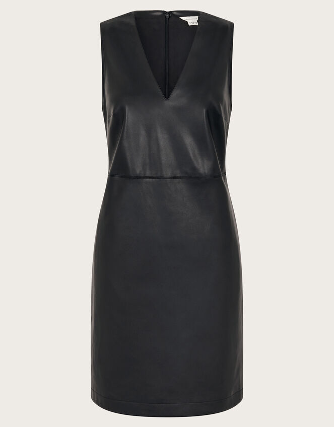 Peri Sleeveless Faux Leather Mini Dress Black